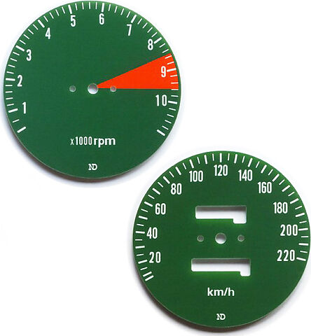CB750F 1976 Speedo & Tachometer Face Plate Set ~ KM/H – Old Bike Barn